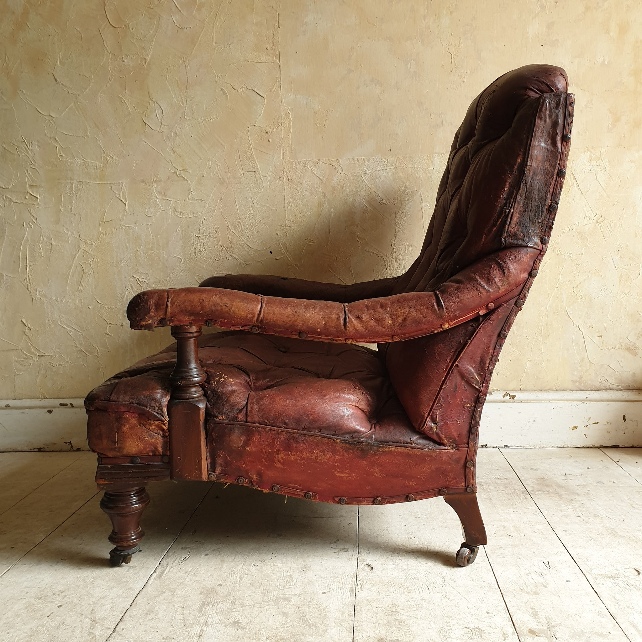 Victorian Leather Library Chair, Antique Leather Chair, Buy On Line ...