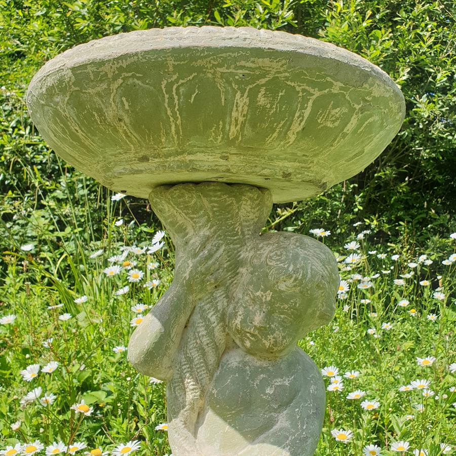 Composite Stone Painted Bird Bath, Buy On Line Tigers Decorative UK
