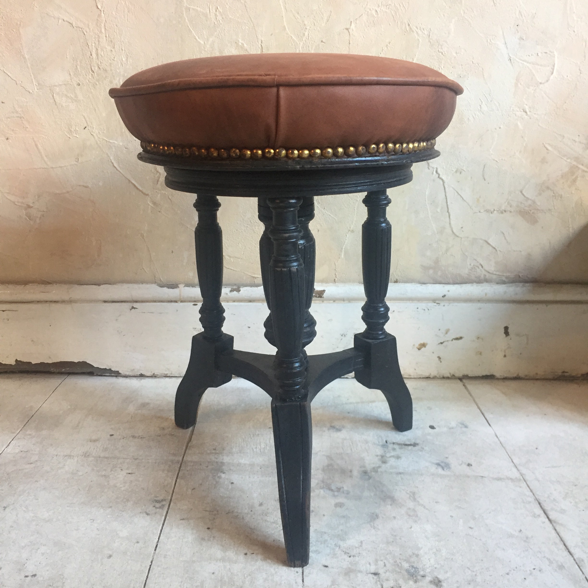 19th Century Ebonised & Leather Piano Stool, Buy Online – Tigers Decorative
